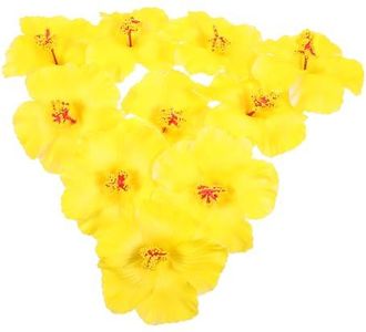 Vosarea 10pi&egrave;ces Fleurs Hibiscus Artificielles De Jaunes pour D&eacute;coration De Mariage Et F&ecirc;te Hawa&iuml;enne Accessoires L&eacute;gers Et pour Et Photographie