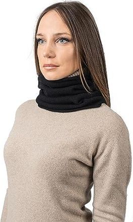 DALLE PIANE CASHMERE Écharpe tube 100% cachemire régénéré - Made in Italy - Femme, Couleur: Noir, Taille unique