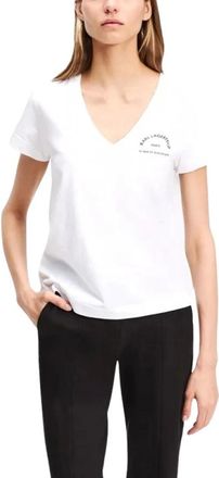 Karl Lagerfeld Femme, Tops, Blanc, Taille: 38 FR T-shirt col en V Rue St-Guillaume
