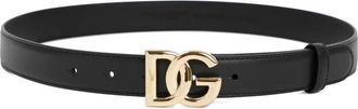 Dolce & Gabbana Gürtel - Black Logo Leather Belt - Gr. 75 - in Schwarz - für Damen