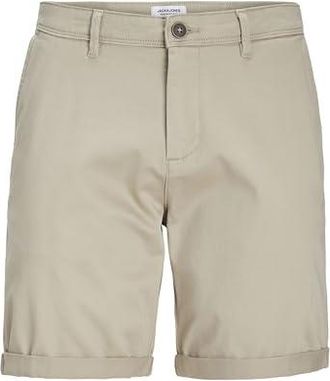 Jack & Jones Shorts Homme Taille Moyenne Bermuda Chino Pantalon Midi Coupe Droite, Couleurs:Beige, Taille:XXL