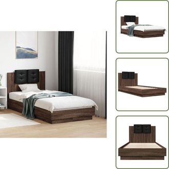 vidaXL The Living Store - Bettgestell mit Kopfteil Braun Eichen-Optik 90x190 cm - Bettsofa - Doppelbett - Boxspringbetten - Bettkasten - Eiche M&ouml;bel