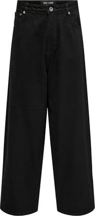 Only & Sons Onscarl Balloon Black 8874 Tai DNM Noos, Jean Noir, 28W / 34L Hommes