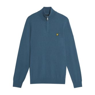 Lyle & Scott Mid Knits Cotton Merino Quarter Zip Jumper - - Knitwear - Herren - Blau - XS