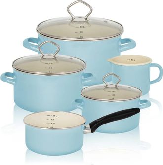 Kr&uuml;ger Kr&uuml;ger Karl 91866 Emaille-Topfset, 5 teilig, Blau