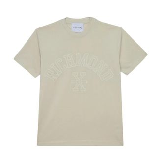 John Richmond Baumwoll-T-Shirt mit Frontlogo - - Tops - Herren - Beige - L