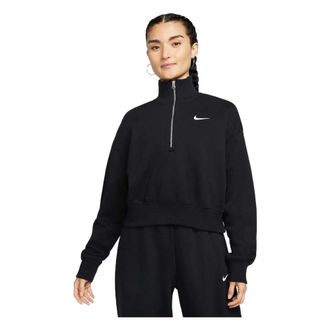 Nike Femme, Sweatshirts et sweats &agrave; capuche, Noir, Taille: 44 FR Phoenix Fleece 1/2-Zip Cropped SweaT-shirt