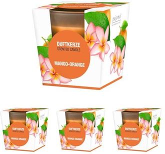 Pajoma Duftkerze, Mango-Orange - im satinierten Glas | 120g Wachsgewicht, Brenndauer: 25 Stunden, in edler Geschenkverpackung | Premium Qualit&auml;t (Packung mit