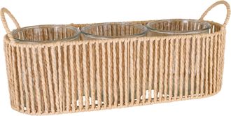Matches 21 Pflanzgefäß Beige 40 x 14 x 17 cm mit 3 Glaseinsätzen - Blumentöpfe für Deko & Pflanzen