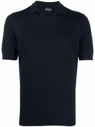Drumohr polo en maille &agrave; manches courtes - Bleu