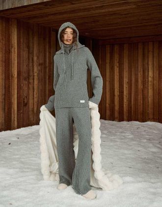 4th & Reckless L&auml;ssig geschnittene Hose aus Rippstrick in Grau mit weitem Bein, Kombiteil