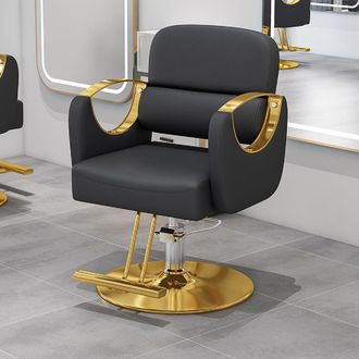 Generic Stylist Friseurstuhl f&uuml;r Salon, Heimfriseursalon, Verstellbare Shampoo-Funktion mit Goldener Runder Platte In Schwarz