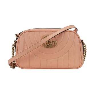 Gucci Gepolsterte Leder Umh&auml;ngetasche mit Logo - - Bags - Damen - Orange - ONE SIZE