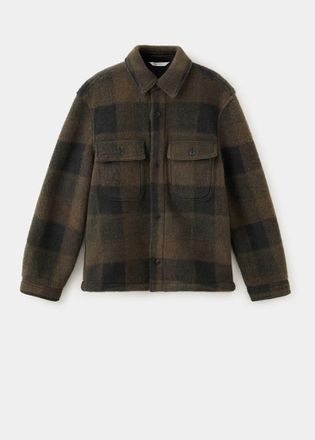Mango Kariertes Overshirt aus Wollgemisch khaki - Herren - XXL - MANGO MAN