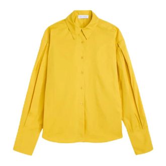 Weili Zheng Femme, Blouses et Chemises, Jaune, Taille: 40 FR Camicia basica in cotone soffietto nel fondo manica