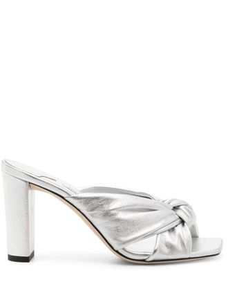 Jimmy Choo London sandales Avenue 85 mm en cuir &agrave; effet m&eacute;tallis&eacute; - Argent