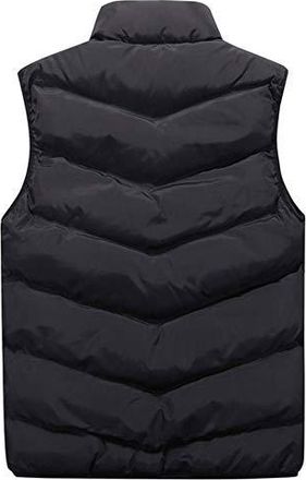 Generic Gilet matelass&eacute; l&eacute;ger pour homme sans col - Gilet dhiver chaud pour homme - Grandes tailles - Veste thermique - Col montant - Doudoune avec fermeture 