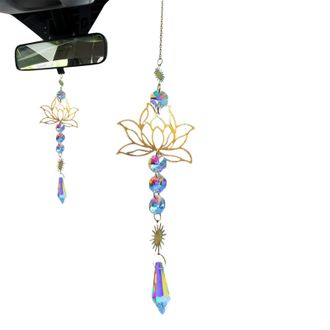 Generic Durchbrochenes Kristallornament, Kristallblumen-Charm-Anh&auml;nger, gl&auml;nzend, Regenbogen-Sonnenf&auml;nger f&uuml;r Innenfenster, Zuhause, Auto, B&uuml;ro