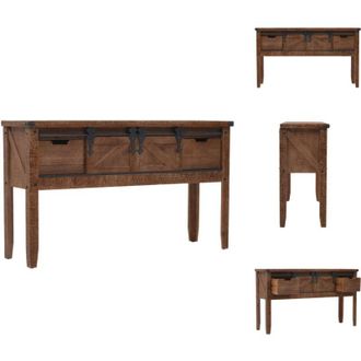 vidaXL Konsolentisch Tannenholz Massiv 131x35,5x75 cm Braun - Konsolentisch - Wohnzimmerm&ouml;bel - Holztisch - Sideboard - Vintage Tisch