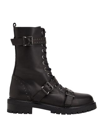 8 by YOOX LEATHER LACE UP MIDI BOOTS WITH BUCKLES