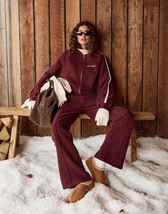 4th & Reckless Sweat densemble en coton majoritaire style bomber &agrave; broderie logo - Cerise-Rouge