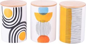 Villa D'Este Home Tivoli Set 3 Vorratsdosen 750 ml Steingut Bambusdeckel Venice Lido