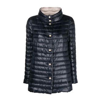 Herno Blauer Gepolsterter Mantel mit Trichterhals - - Jackets - Damen - Blau - S