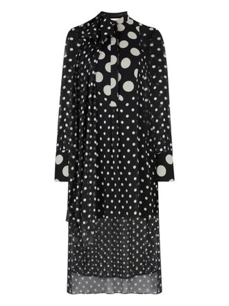 Nina Ricci robe courte en soie &agrave; pois - Noir