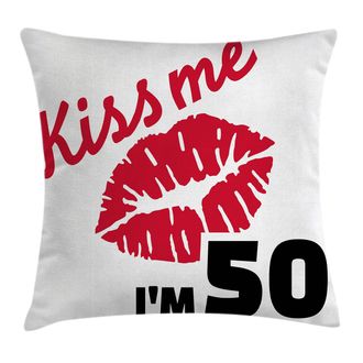 Generic Zierkissenbez&uuml;ge 50. Geburtstag - Rote Lippen Im Kunststil - K&uuml;ss Mich, Ich Bin 50 (W&ouml;rter) Kissenh&uuml;lle Throw Pillow Covers Sofakissenh&uuml;llen for Esszi