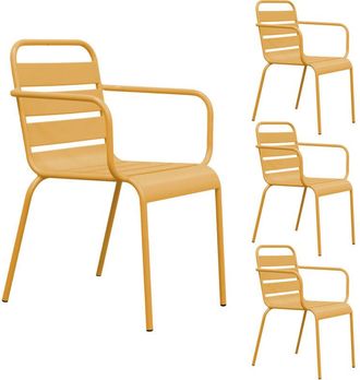 M&S Collection M&s - Lot de 4 chaises de jardin en m&eacute;tal moutarde avec accoudoirs - baca