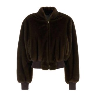 Stella McCartney Pl&uuml;sch Nerz Bomberjacke - - Jackets - Damen - Braun - M