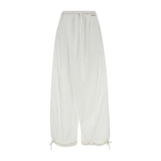Marni Femme, Pantalons, Blanc, Taille: 34 FR Pantalon &agrave; Cordon Coulissant en Popeline