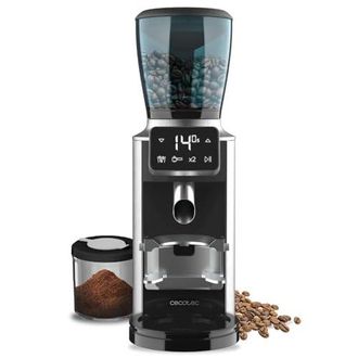 Cecotec Elektrische Kaffeem&uuml;hle SteelMill Touch. 150W, Edelstahl-Finish, Touch-Panel und 30 Mahlstufen, Beh&auml;lter f&uuml;r 300 g Kaffeebohnen mit Deckel und 200 g K