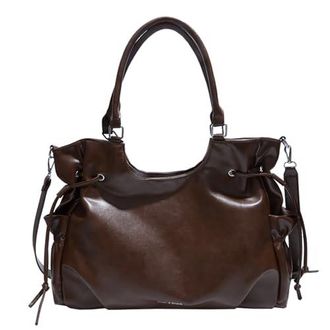 Generic Sac fourre-tout en polyur&eacute;thane de grande capacit&eacute; - Couleur unie - Sac de courses Hobo spacieux pour les affaires, le bureau, le travail, les voyages