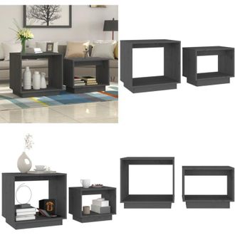 vidaXL Vidaxl - Satztische 2 Stk. Grau Massivholz Kiefer - Sofa Tisch - Couchtisch Set - Kieferholzm&ouml;bel - Wohnzimmerschmuck - Nighstand - Home & Living