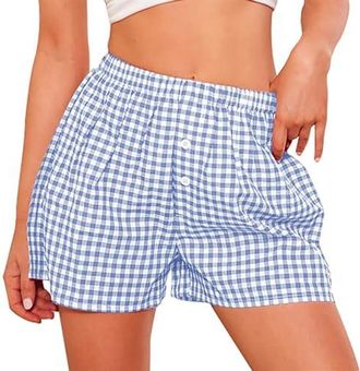 Generic Short de pyjama dété décontracté pour femme - Bas doux et respirant - Coton respirant - Short Y2K - Boxer mignon avec taille élastique - Bas de sommei