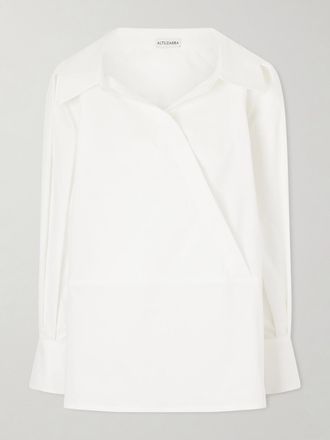 Altuzarra Chemisier Effet Cache-coeur En Popeline De Coton M&eacute;lang&eacute; Arthur - Blanc