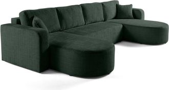 Best Mobilier Bestmobilier - Miro - canapé panoramique en u 7 places - convertible avec coffre - en velours texturé