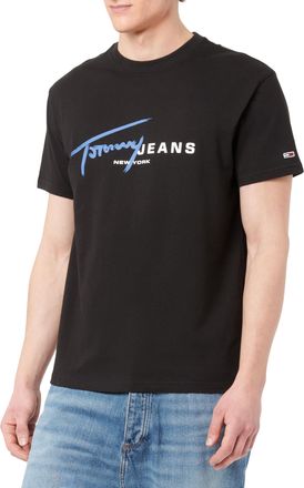 Tommy Jeans TJM REG SIGNTR DNA Tee EXT S/S T-Shirt Mens, Black (Black), 3XL