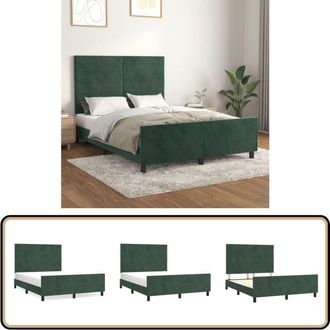 vidaXL Bettgestell ohne Matratze Dunkelgrün 140x200 cm Samt - Samtbettwäsche - Bettestel - Doppelbett - Boxspringbett - Lattenrost