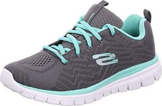 Skechers Femme Graceful-Get Connected Baskets, Charcoal Mesh Vert Trim, 39 EU