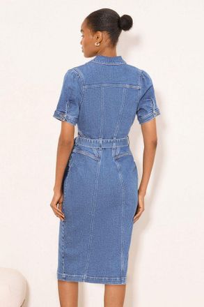Lipsy Midikleid Lipsy Kurz&auml;rmeliges Midi-Denimkleid (1-tlg)