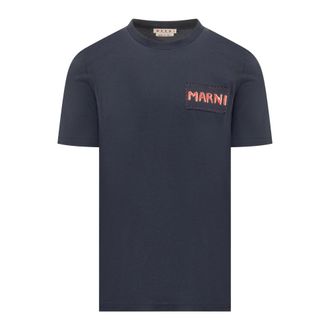 Marni Homme, Tops, Bleu, Taille: M T-shirt Avec &Eacute;cusson