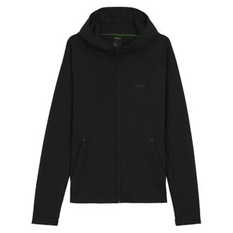 HUGO BOSS Active Hoodie mit durchgehendem Rei&szlig;verschluss f&uuml;r Herren, Training (Schwarz)