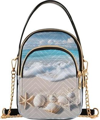 Mnsruu Sac à bandoulière pour femme - Motif coquillages - Sac à dos à bandoulière avec sangle réglable