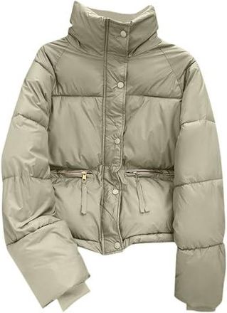 Generic 2026 Printemps Chaud Veste Courte Femme avec Col Montant Manteau dhiver &eacute;pais et confortable Coupe ample Pain pour temps froid, Vert, XXL