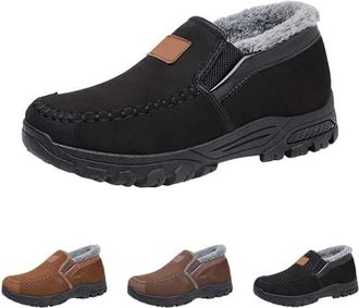 Generic Chaussures dhiver pour homme - Mocassins à enfiler avec doublure en fourrure chaude - Bottes de neige en peluche épaisse - Antidérapantes - Imperméabl