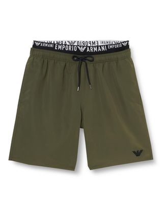 Emporio Armani Mens Logoband Swim Boxer, Military Green, 50