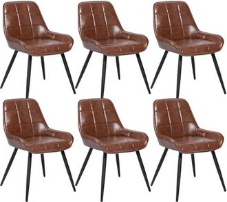 Woltu Lot de 6 Chaises de Salle à Manger, Chaises Relaxantes en Simili Cuir, pour Salon, Salle de séjour, Cuisine, Chambre à Coucher,Marron, BH332br-6
