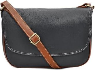 Zerimar | Sac bandouli&egrave;re en cuir v&eacute;ritable pour femme | Sac bandouli&egrave;re en cuir naturel pour femme | Id&eacute;al au quotidien, en voyage ou au travail | Bleu marin